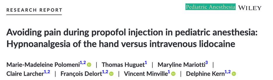 Hypnosis to Avoid Pain from Propofol Injection - Society for Pediatric ...