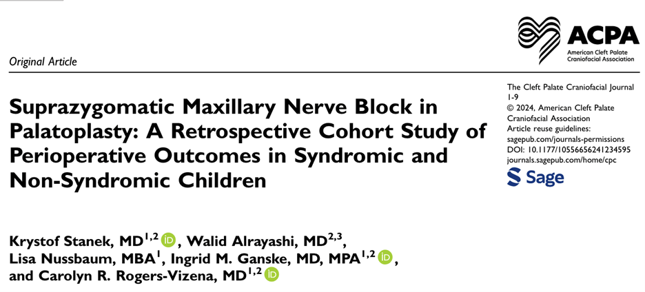 Suprazygomatic Maxillary Nerve Block in Palatoplasty - Society for ...