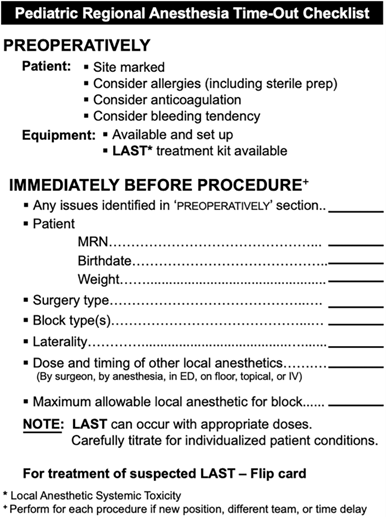 Pediatric Regional Anesthesia Time-Out Checklist - Society for ...